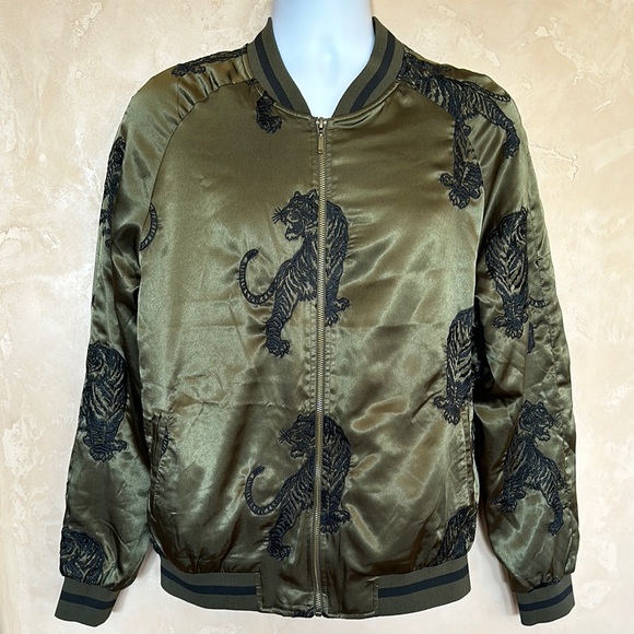 Standard Issue | Jackets & Coats | Olive Green Bomber Jacket With Black ...